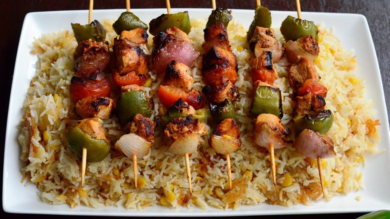 Irish Rice with fried chicken shashlik sticks - YesicanCook